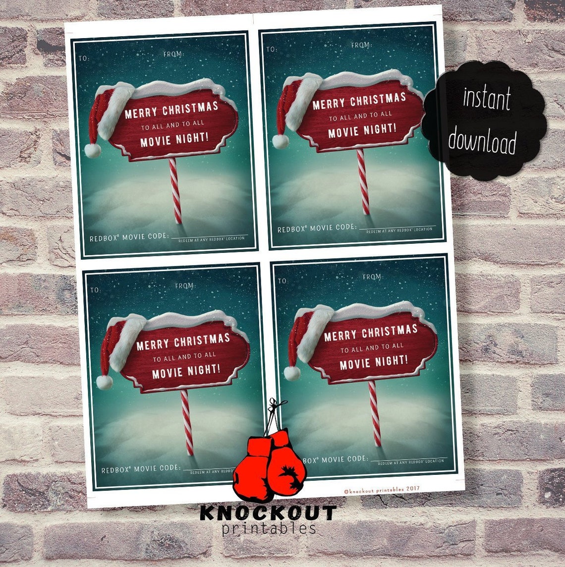 Holiday Redbox® Gift Tags Printable Merry Christmas to All - Etsy