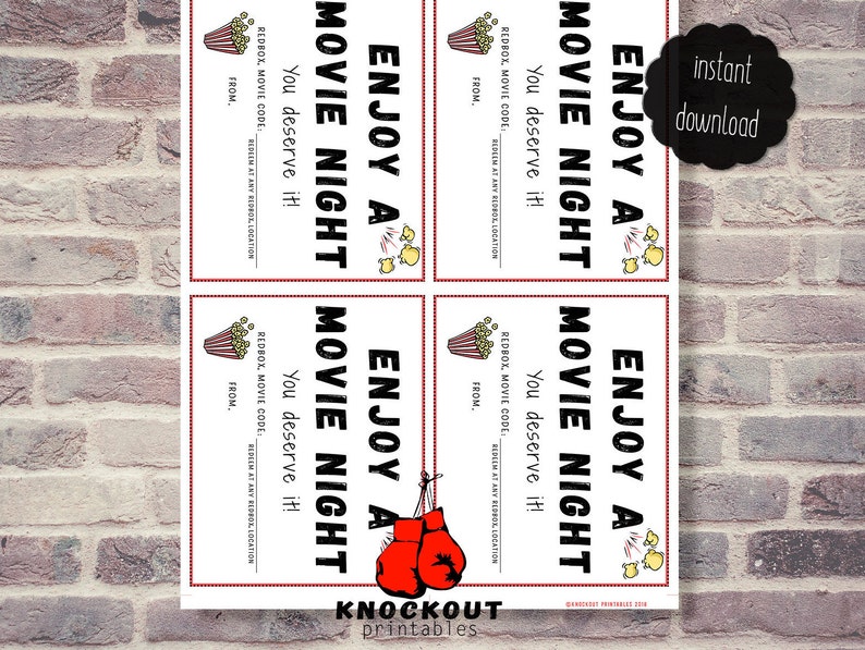 Enjoy a Movie Night Redbox® Gift Tags Printable Movies Redbox® Code ...
