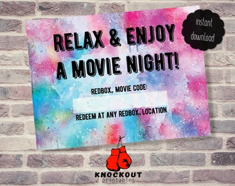 Happy Birthday Redbox® Gift Tags Printable Movie Night | Etsy