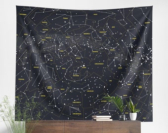Starry Night Sky Tapestry Constellation Galaxy Wall Hanging Abstract ...