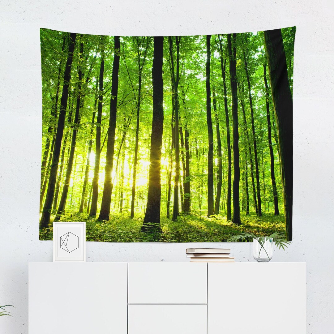 Forest Tapestry Nature Wall Art Forest Wall Hanging Forest - Etsy
