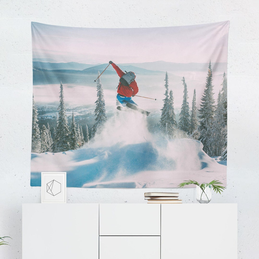 Skiing Tapestry Wall Hanging Art Decor - Etsy