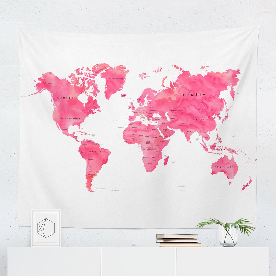 World Map Tapestry, World Map Wall Hanging, World Map Wall Décor, World ...