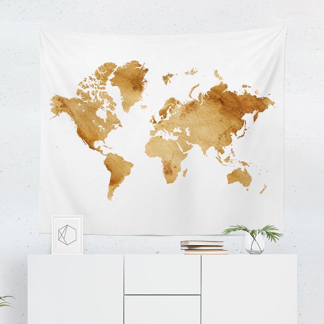 World Map Tapestry, World Map Wall Hanging, World Map Wall Décor, World ...
