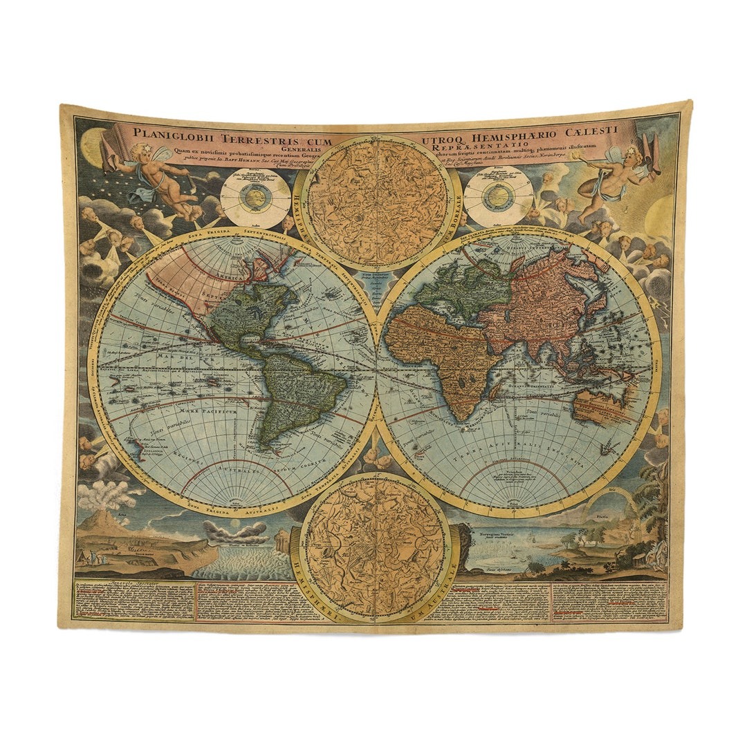 World Map Tapestry Wall Hanging Art Decor - Etsy