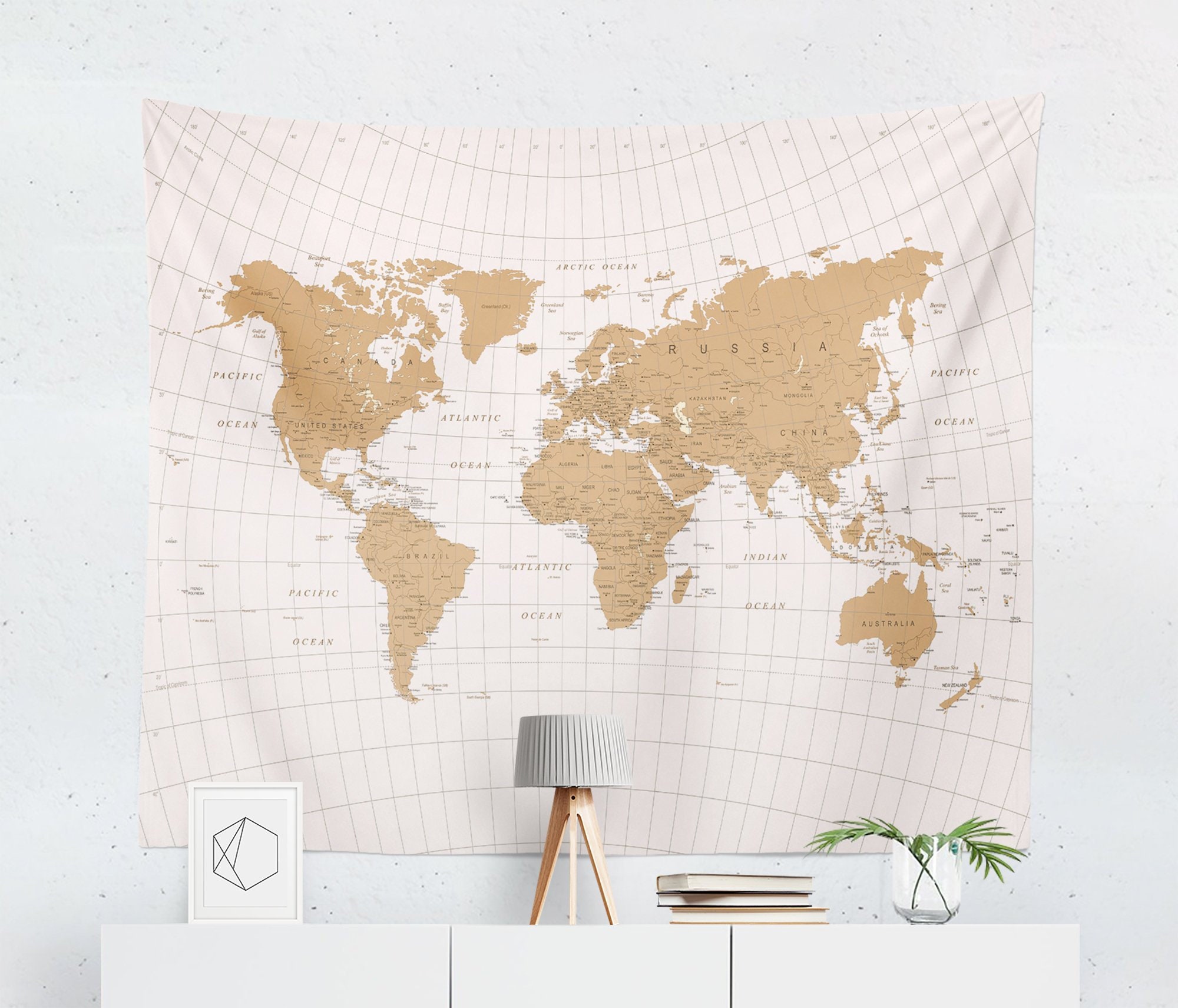 World Map Tapestry Map Tapestry World Map Wall Tapestry Map Etsy