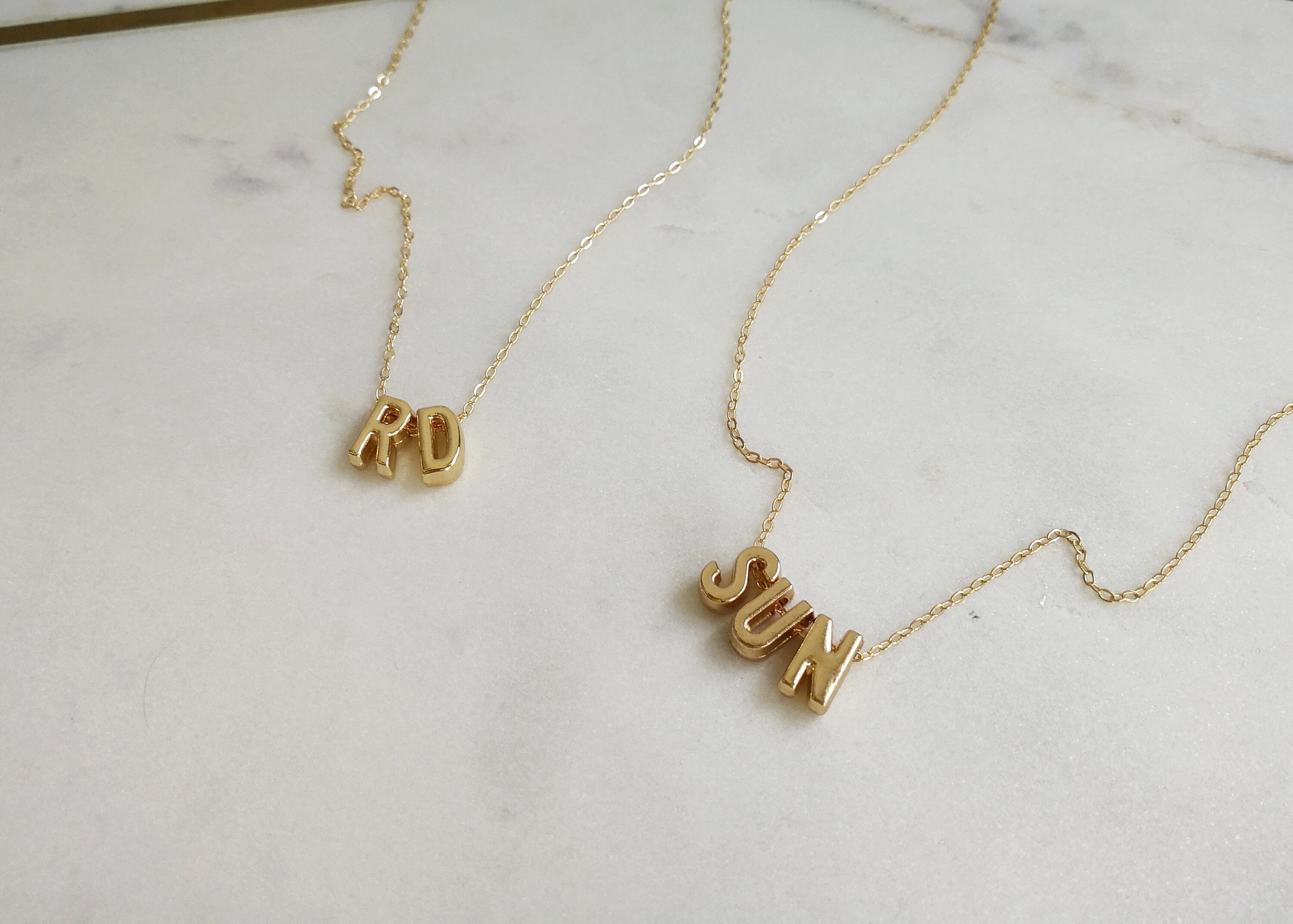 Three Initial Necklace, Initial Necklace, Three Initial, Three Letter ...