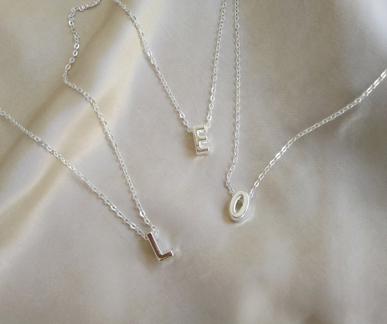 Initial Necklace Small Initial Silver Initial Necklace - Etsy Australia