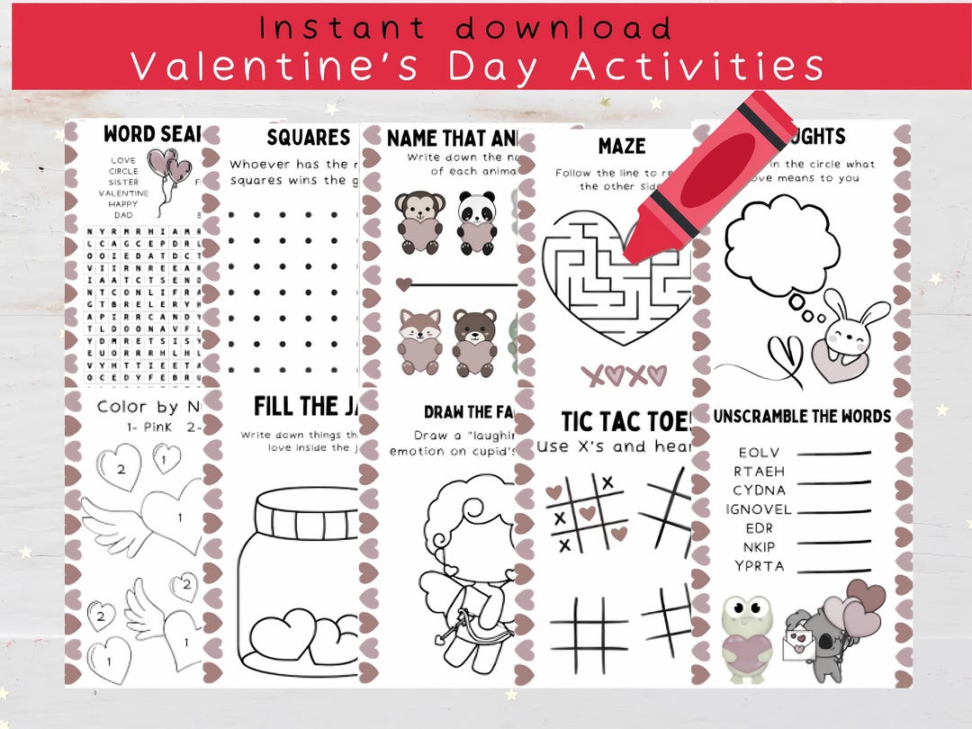 30 Page Valentine's Day Activity Packet- Printable Valentines ...