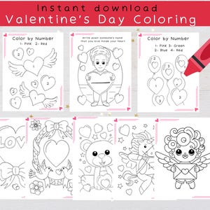 30 Page Valentine's Day Coloring Packet- Printable Valentines ...