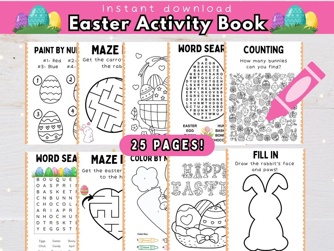 25 Page Easter Activity Packet- Printable Easter Activities & Games for ...
