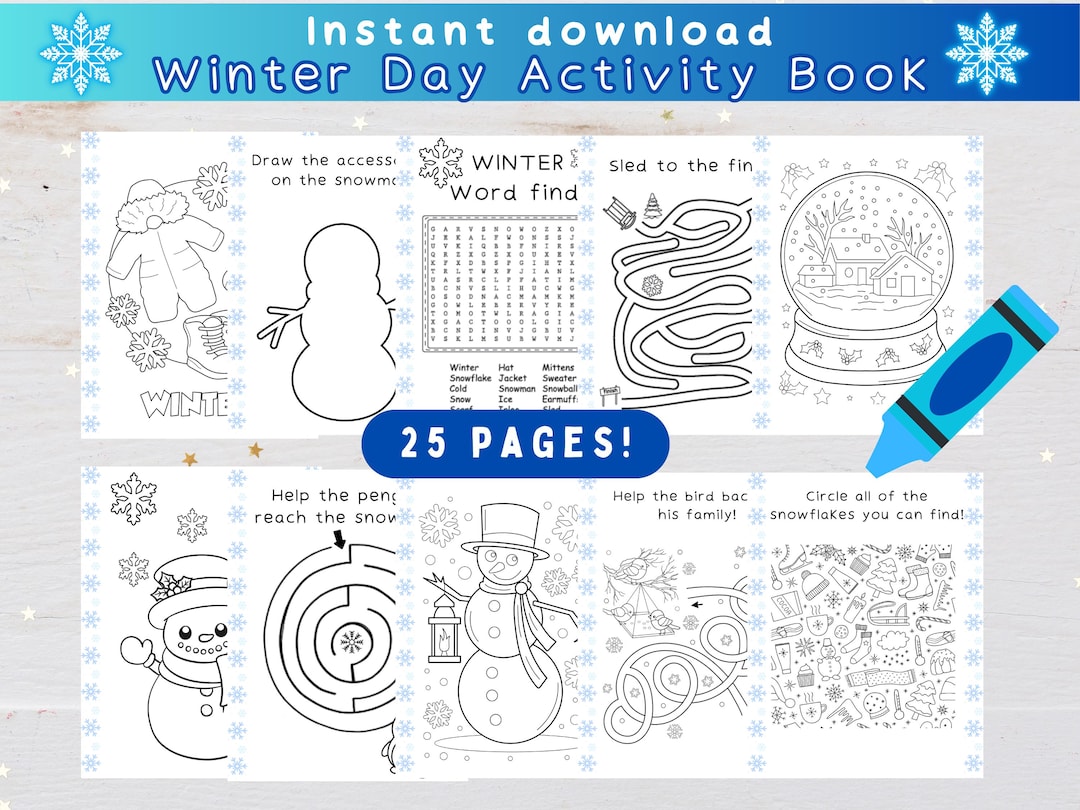 25 Page Winter Snow Activity Packet- Printable Winter Snow Activities ...