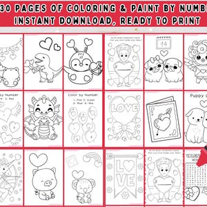 30 Page Valentine's Day Coloring Packet- Printable Valentines ...