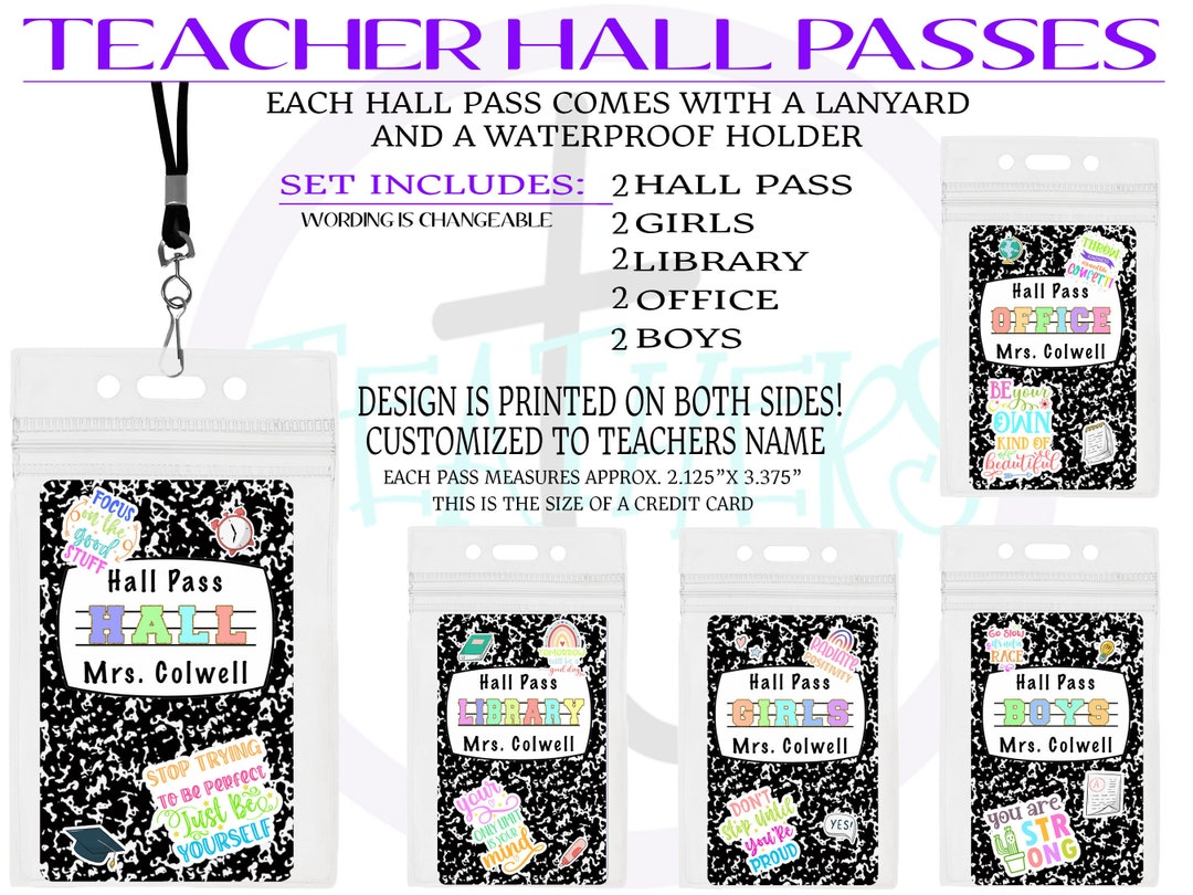 Teacher Gift, Class Hall Passes, Teacher Hall Passes, Classroom Decor ...