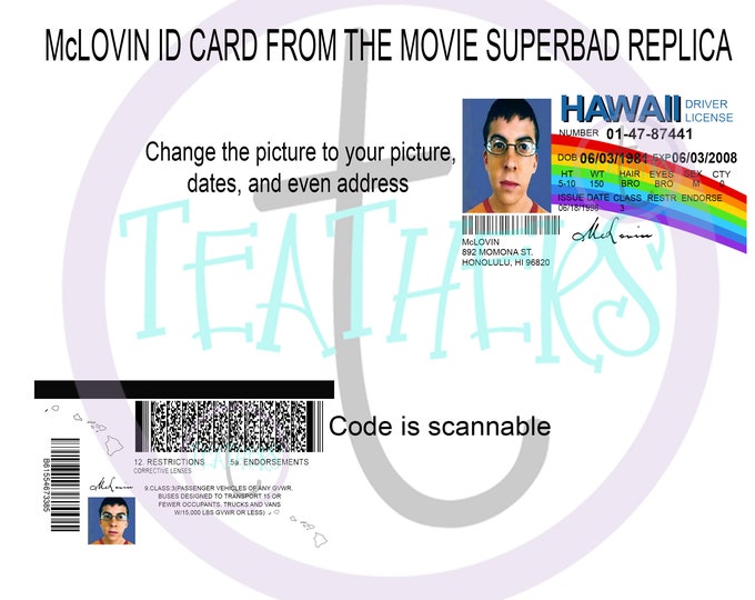 Mclovin ID Card From Movie Superbad clean Remaster Print HD PRINT - Etsy