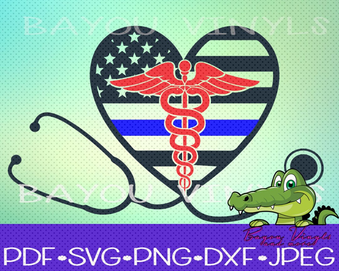 Nurse Policed Heart Svg, Nurse Heart Svg, Police Heart Svg, Thin Blue ...