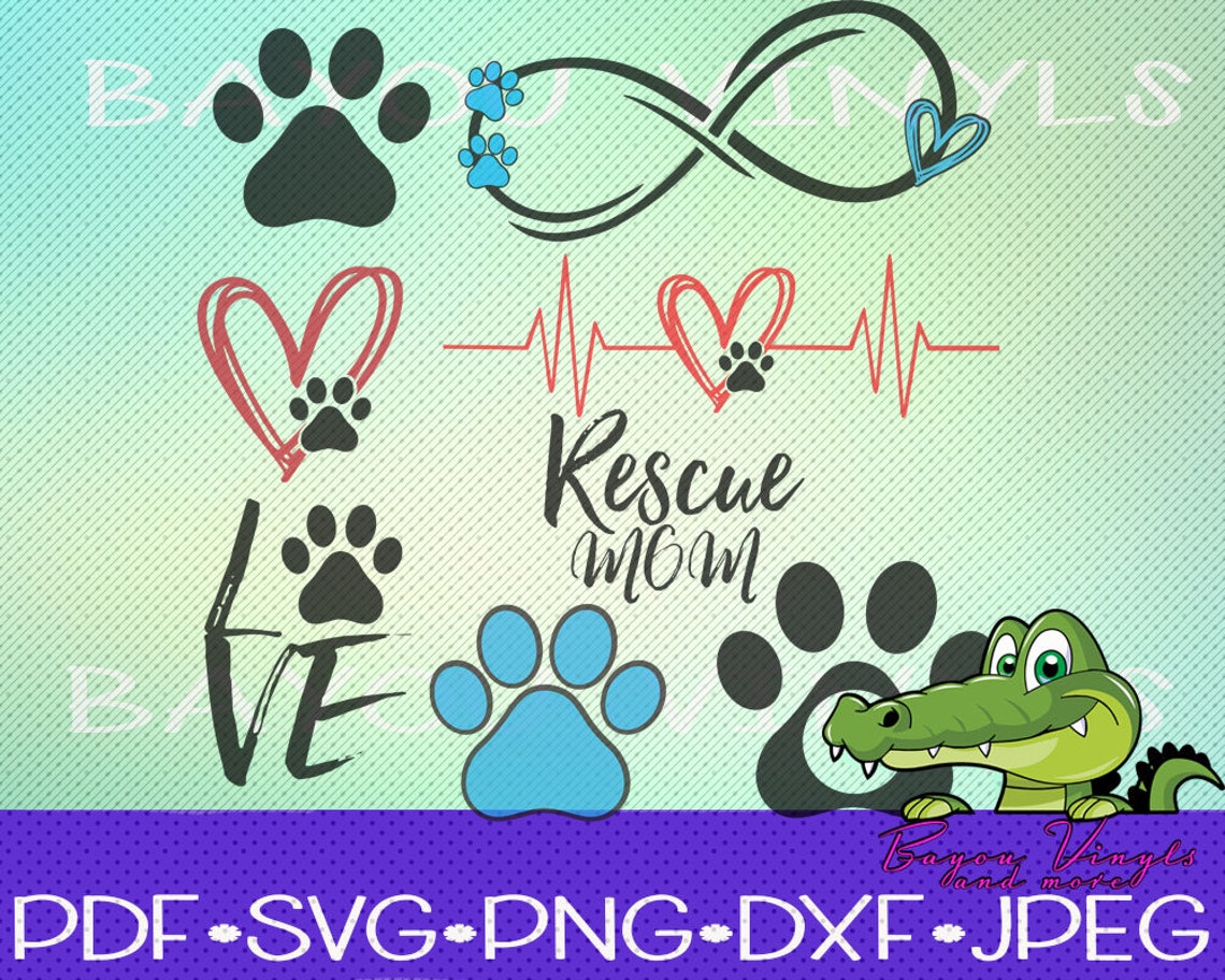 Dog Paw Print Svg Dog Svg Bundle Paw Print Svg Rescue Mom | Etsy