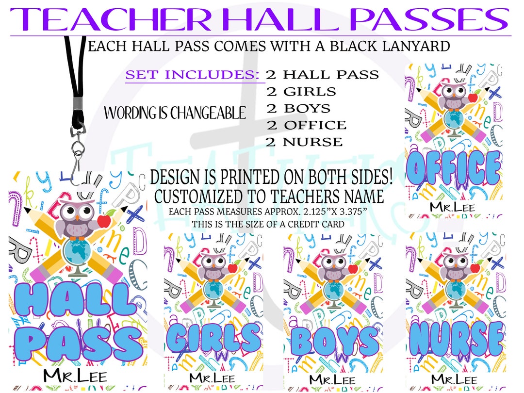 Hall Pass, Owl Hall Pass, Owl Gift for Teachers, Teacher Lanyards ...