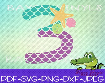 Mermaid Number 3 Svg - Etsy