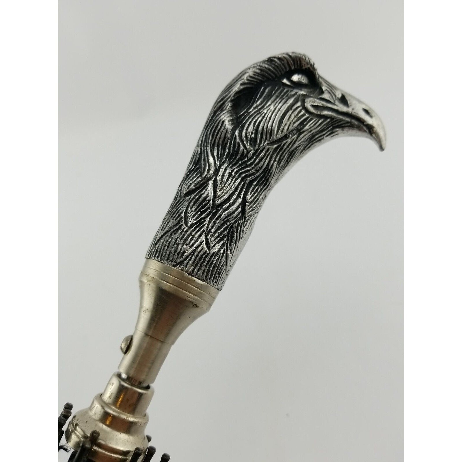 Vintage Antique Bird Eagle Hawk Head Handle Heavy Metal Black Umbrella ...