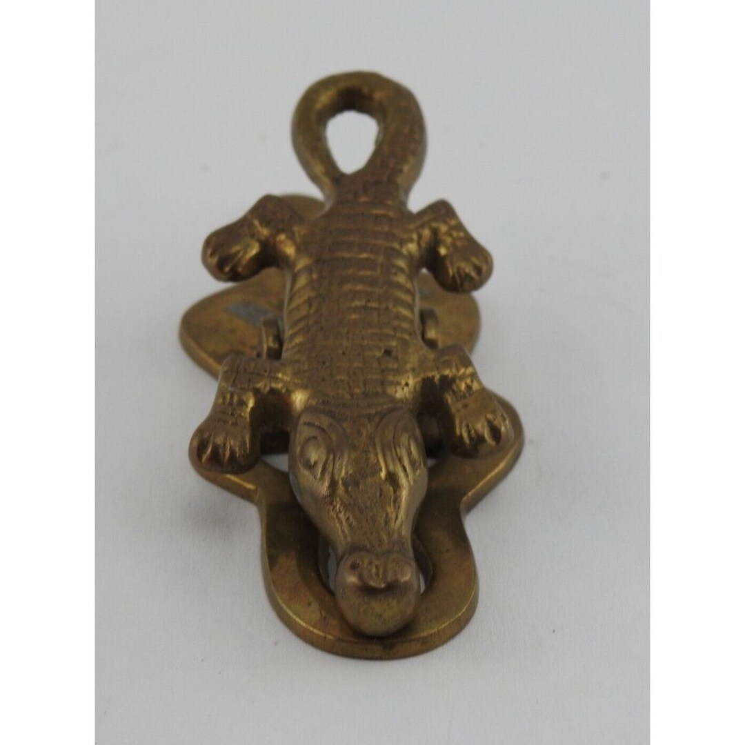 Vintage Brass Crocodile Alligator Design Clip Paper Holding Office UFC ...