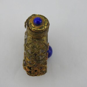 Antique Vintage Perfume Bottle Irice Czech Blue Jeweled Filigree ...