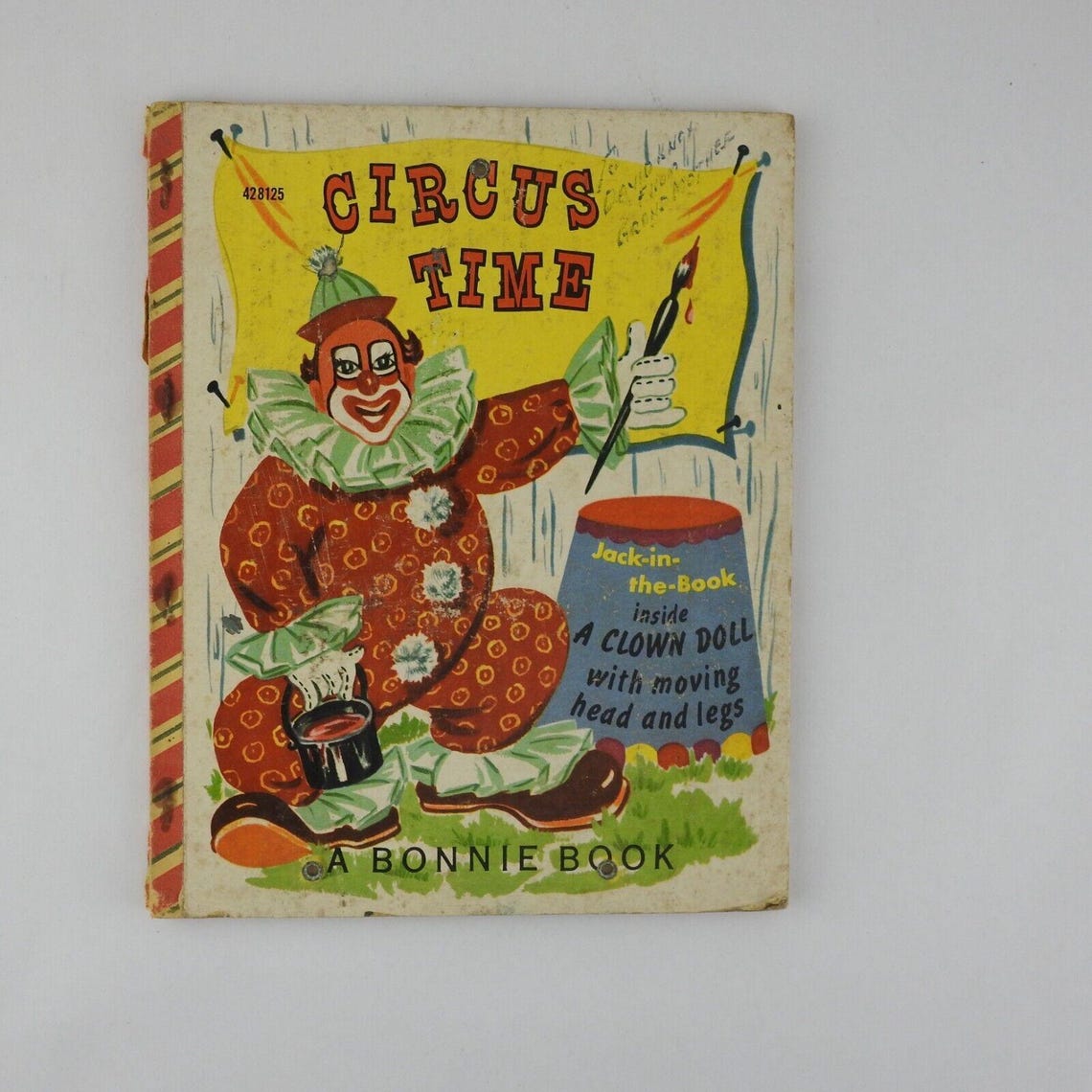 Vintage Bonnie Book Circus Time Jack in the Book Clown Doll Moving 1952 ...