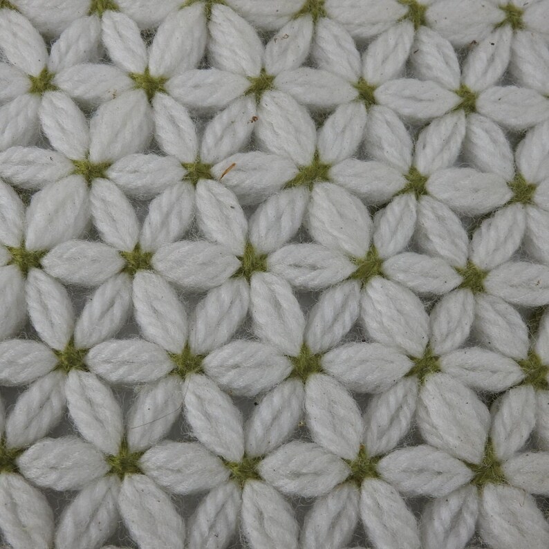 Vintage Woven Yarn Loom Hexagon13" Doily Trivets White Green 1970s ...