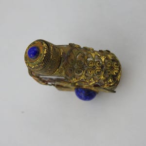 Antique Vintage Perfume Bottle Irice Czech Blue Jeweled Filigree ...