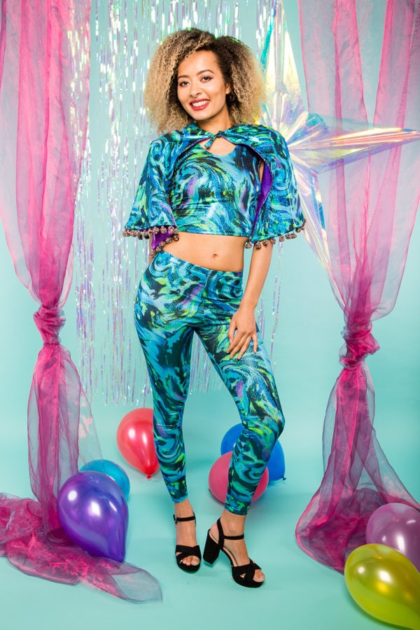 MERMAID CROP TOP Blue Glitter handmade - Etsy