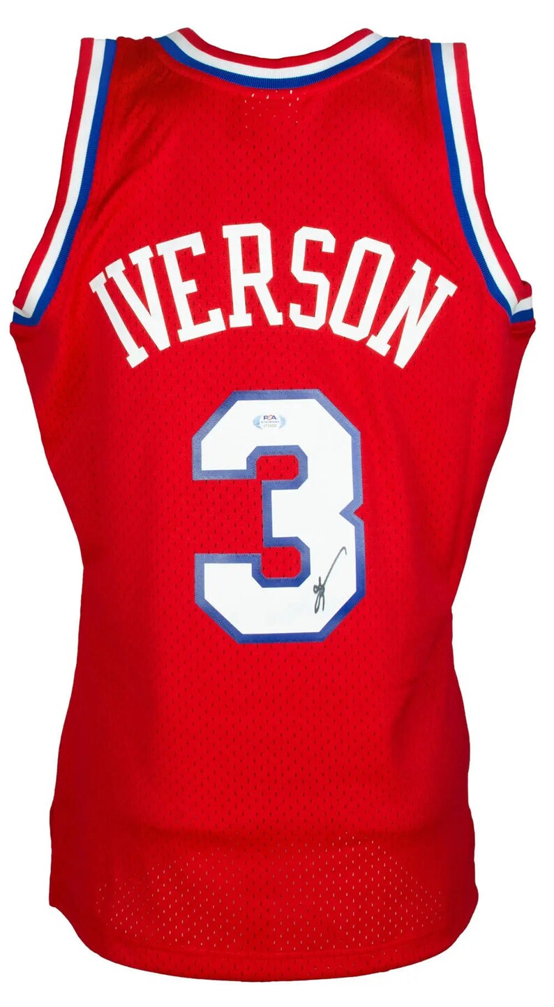 Allen Iverson Signed Philadelphia 76ers 2002-03 Red M&N Swingman Jersey ...