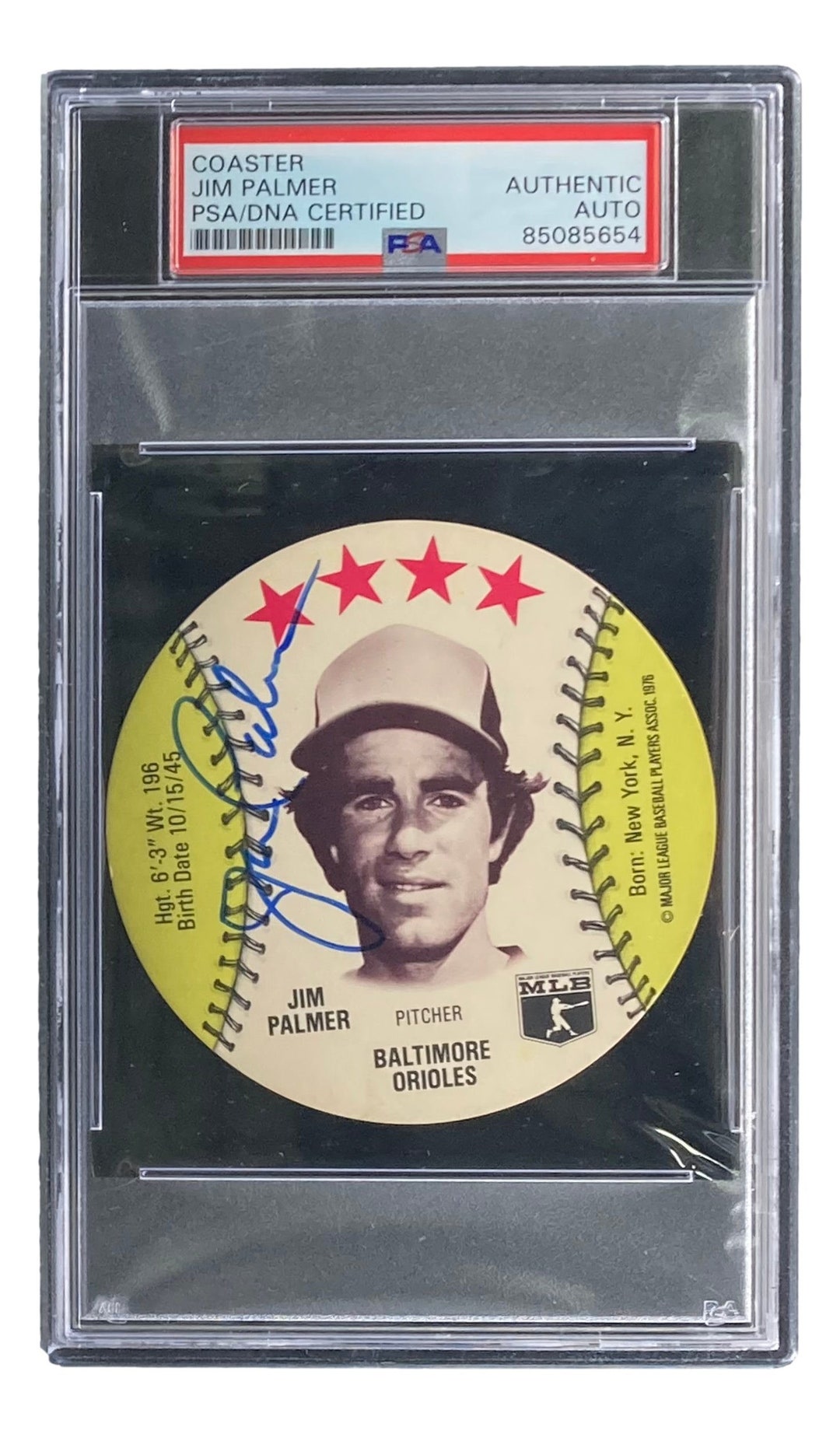 Jim Palmer Signed 1976 MSA Baltimore Orioles Disc Card PSA/DNA 85085654 ...