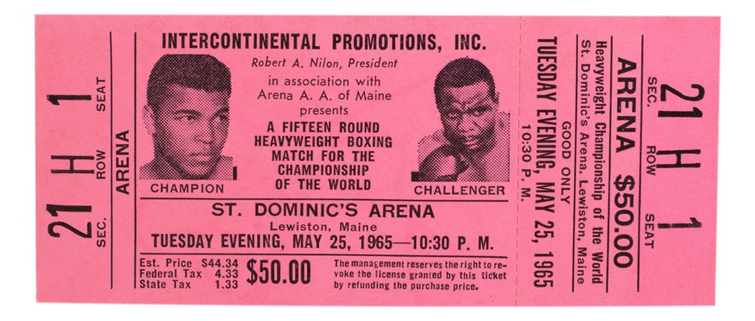 1965 Muhammad Ali Vs Sonny Liston Phantom Punch Boxing Match Pink Full ...