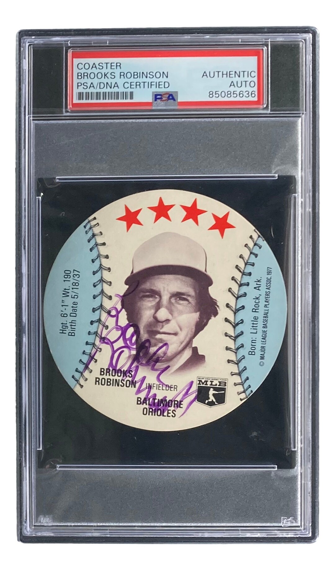 Brooks Robinson Signed 1976 MSA Baltimore Orioles Disc Card PSA/DNA ...