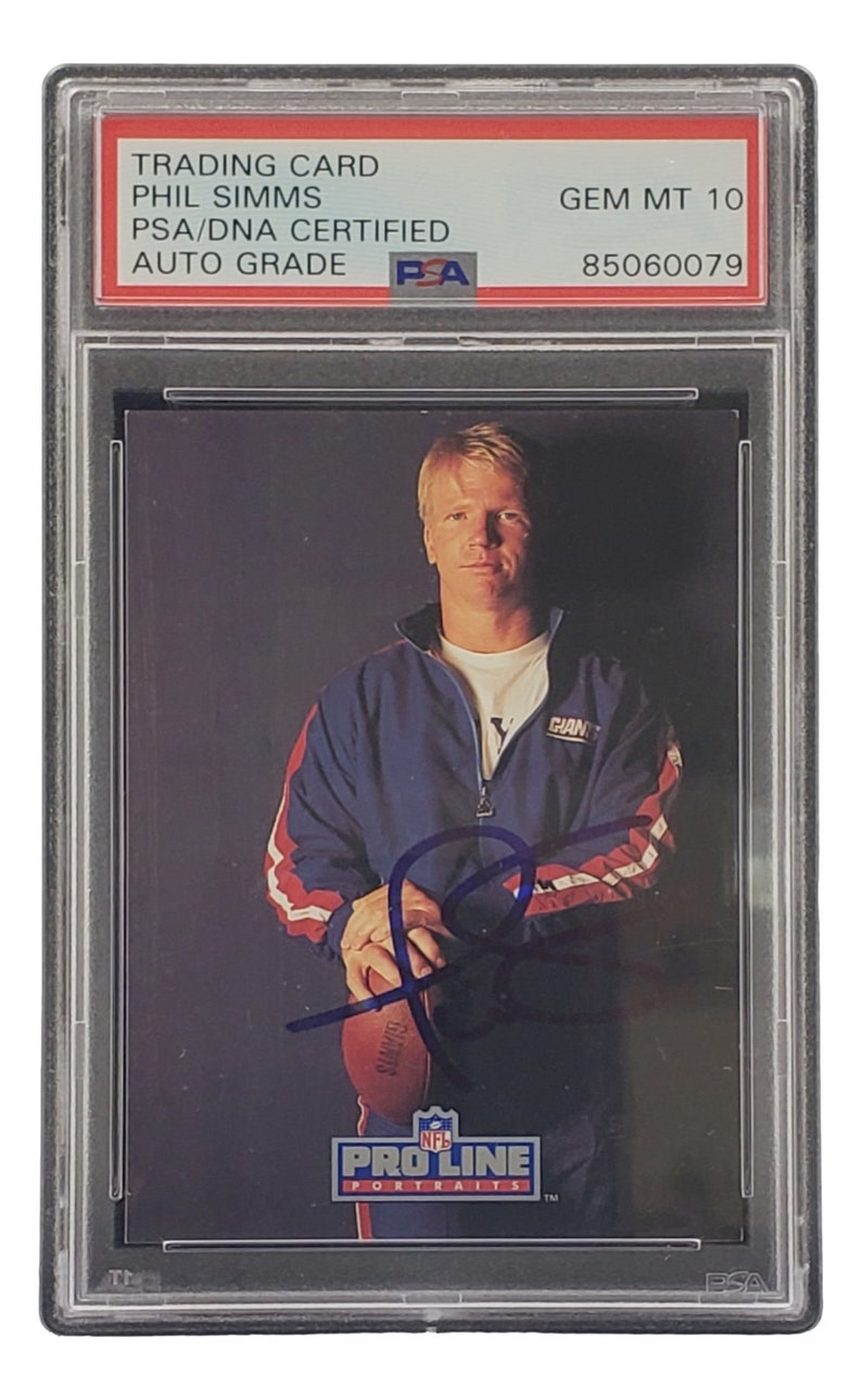 Phil Simms Signed 1991 Pro Line 227 Giants Trading Card PSA/DNA Gem MT ...