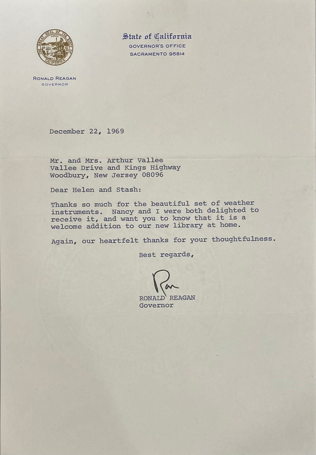 President Ronald Reagan Signed Personal Letter BAS AC22608 - Etsy