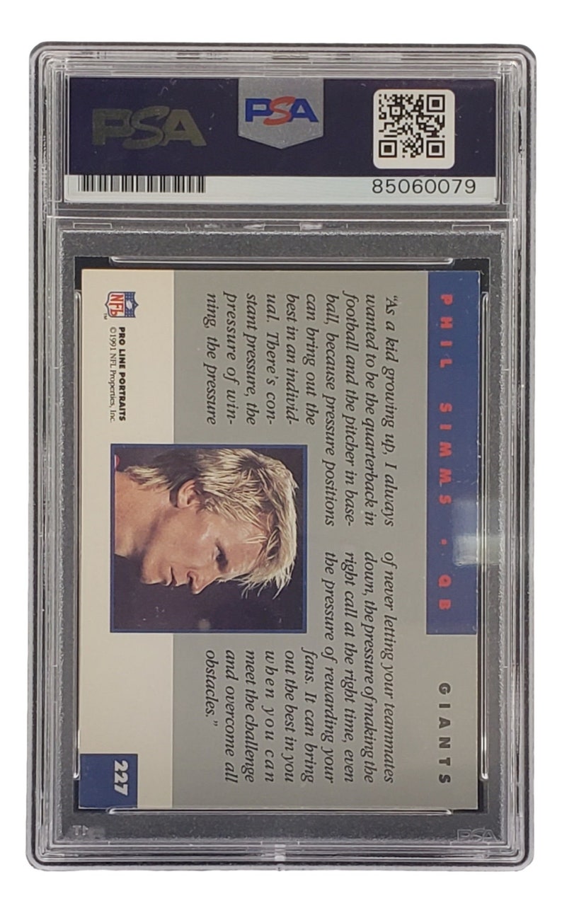 Phil Simms Signed 1991 Pro Line 227 Giants Trading Card PSA/DNA Gem MT ...