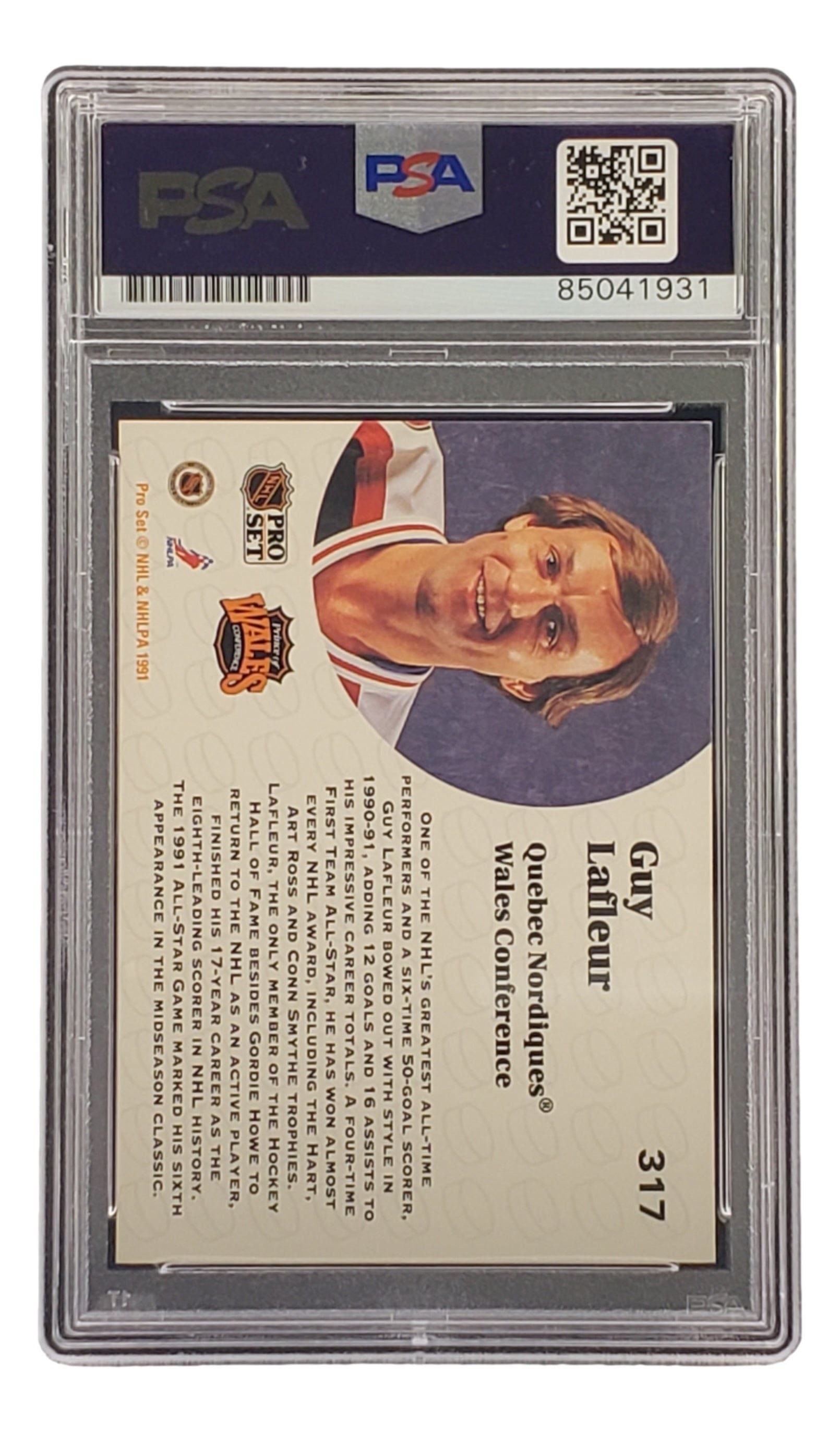 Guy Lafleur Signed 1991 Pro Set 317 Quebec Nordiques Hockey Card PSA ...