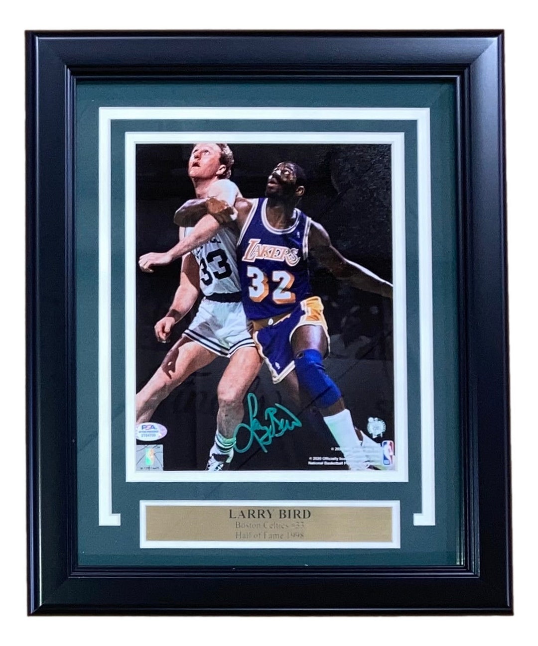 Larry Bird Signed Framed 8x10 Boston Celtics Photo Vs Magic Johnson PSA ...