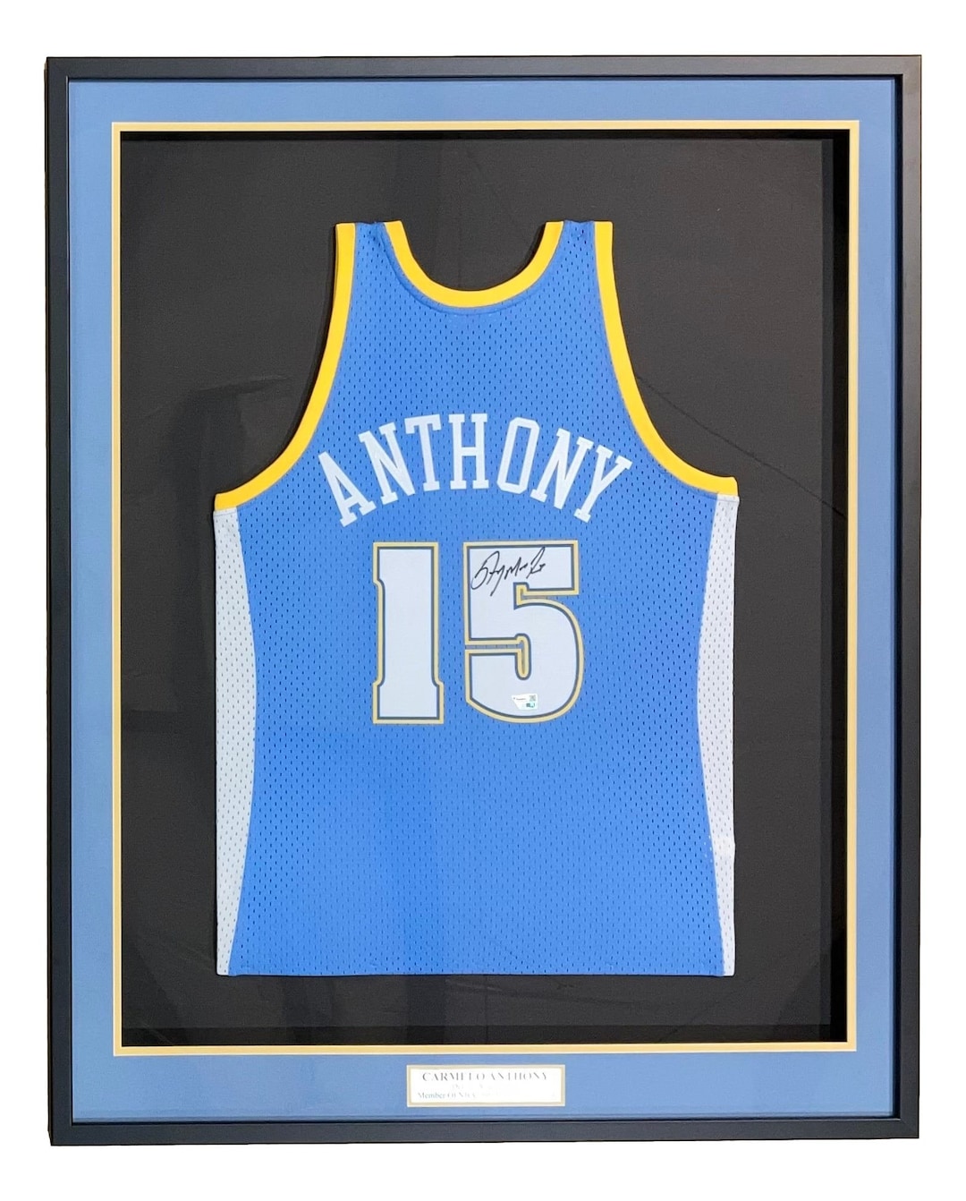Carmelo Anthony Signed Framed Denver Nuggets 03/04 M&N Swingman Jersey ...