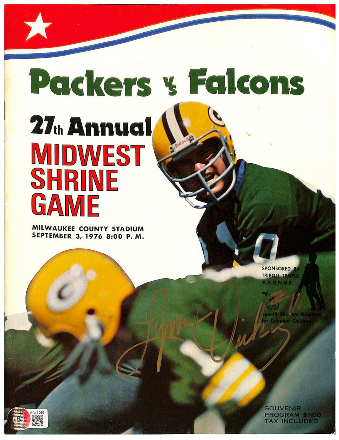 Lynn Dickey Packers Signed September 3rd 1976 Football Game Program BAS ...