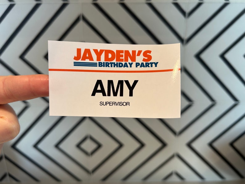 Name Tag Stickers for Costco-inspired Birthday Party // Set of 8 // 3.5 ...
