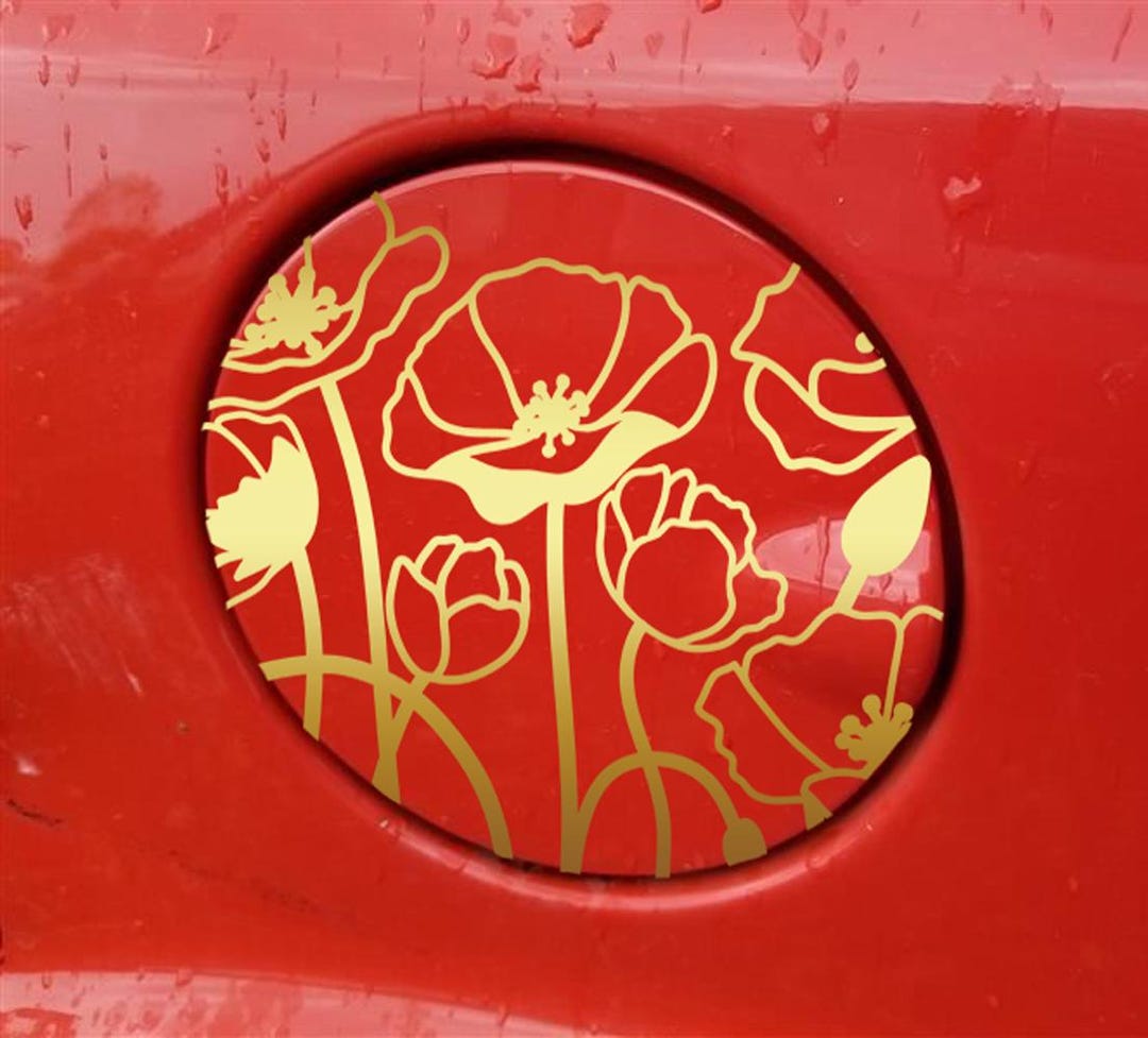 New Drop - Poppy Flowers Gas Tank Decal - Gas Cover Decal - Floral ...