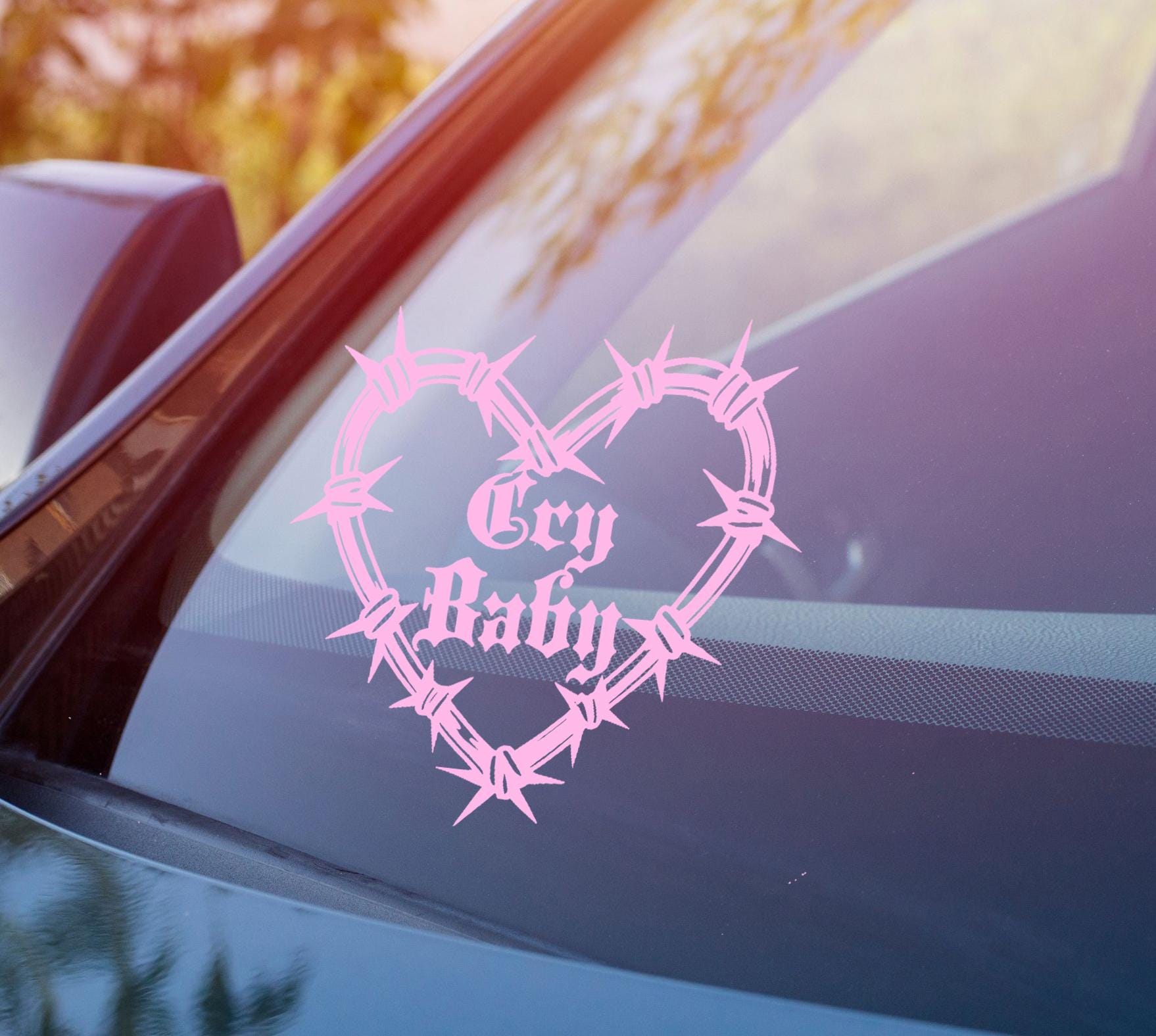 Cry Baby Tank Decal - Thorn Heart Decal - Gothic Car Decal - Windshield ...