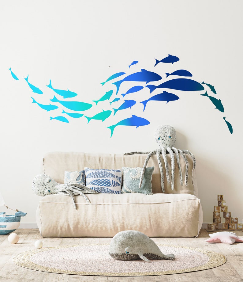 Fish Flock Wall Decal Under the Sea Sticker Décor Removable Self ...