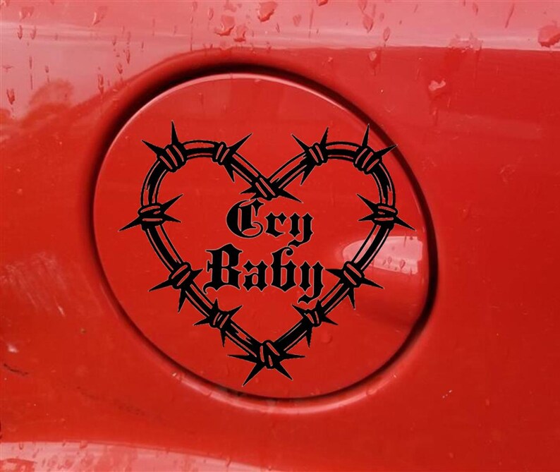 Cry Baby Tank Decal - Thorn Heart Decal - Gothic Car Decal - Windshield ...