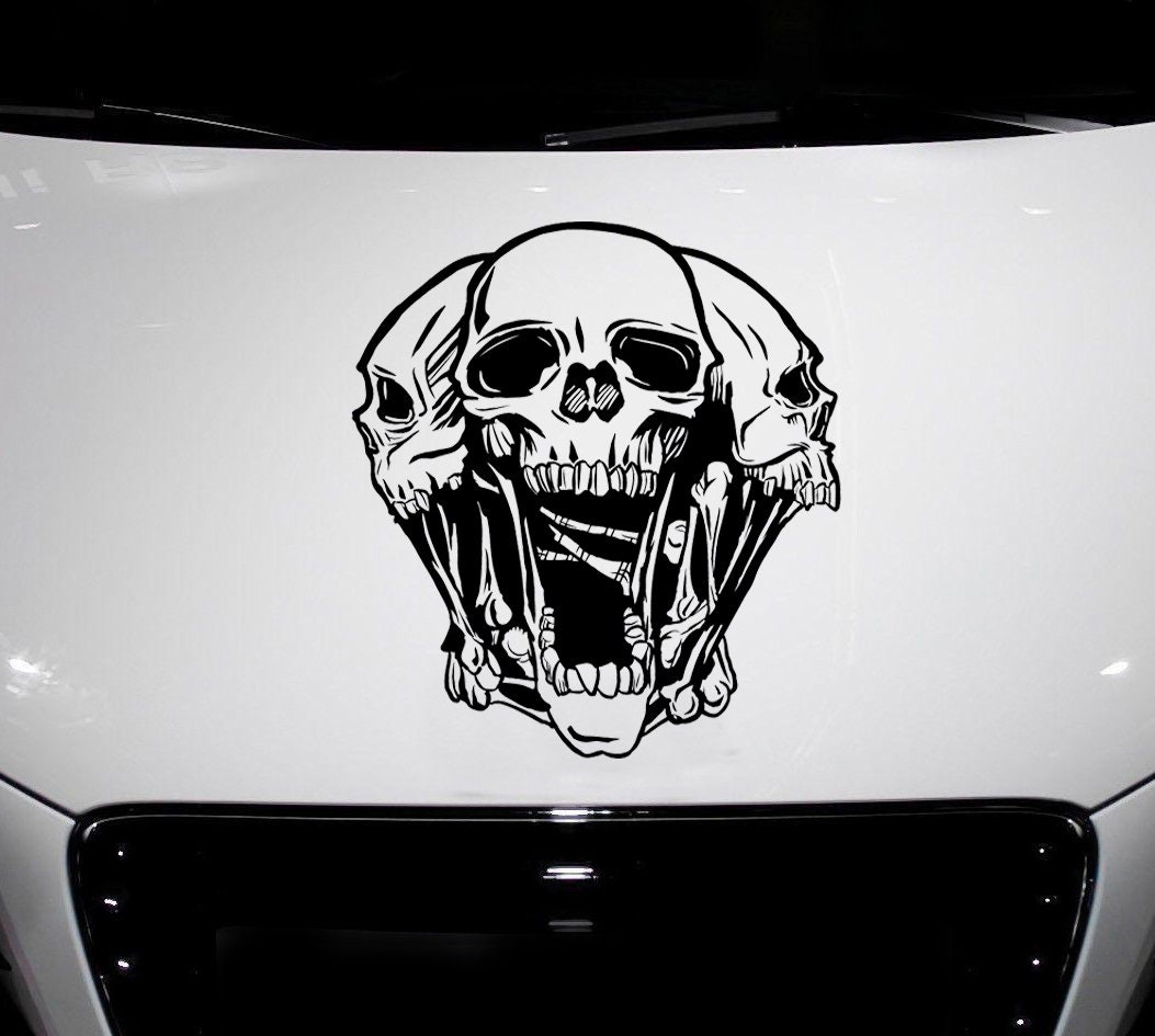 Skull Car Decal, Hood Car Decal ,sports Car Hood Decals, Rear Car ...