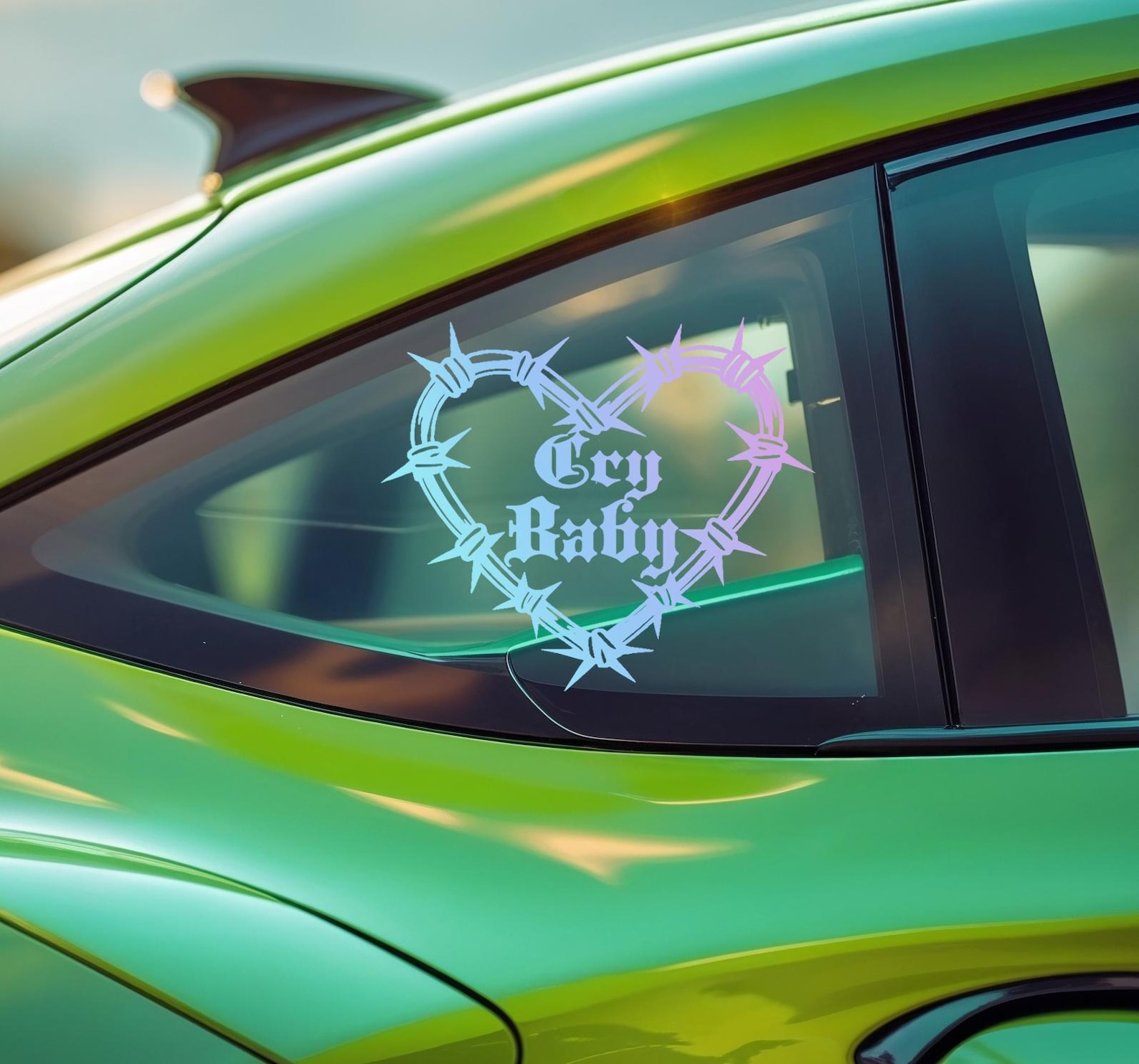 Cry Baby Tank Decal - Thorn Heart Decal - Gothic Car Decal - Windshield ...