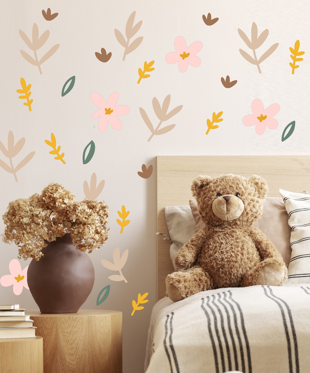 Wildflower Fabric Wall Decals , Boho Wall Decals, Floral Wall Décor ...