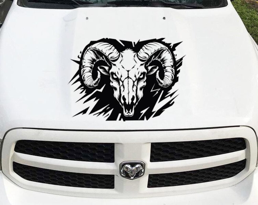 Ram Skull Decal , Truck Hood Decal, Large Hood Decal , Universal Fit ...